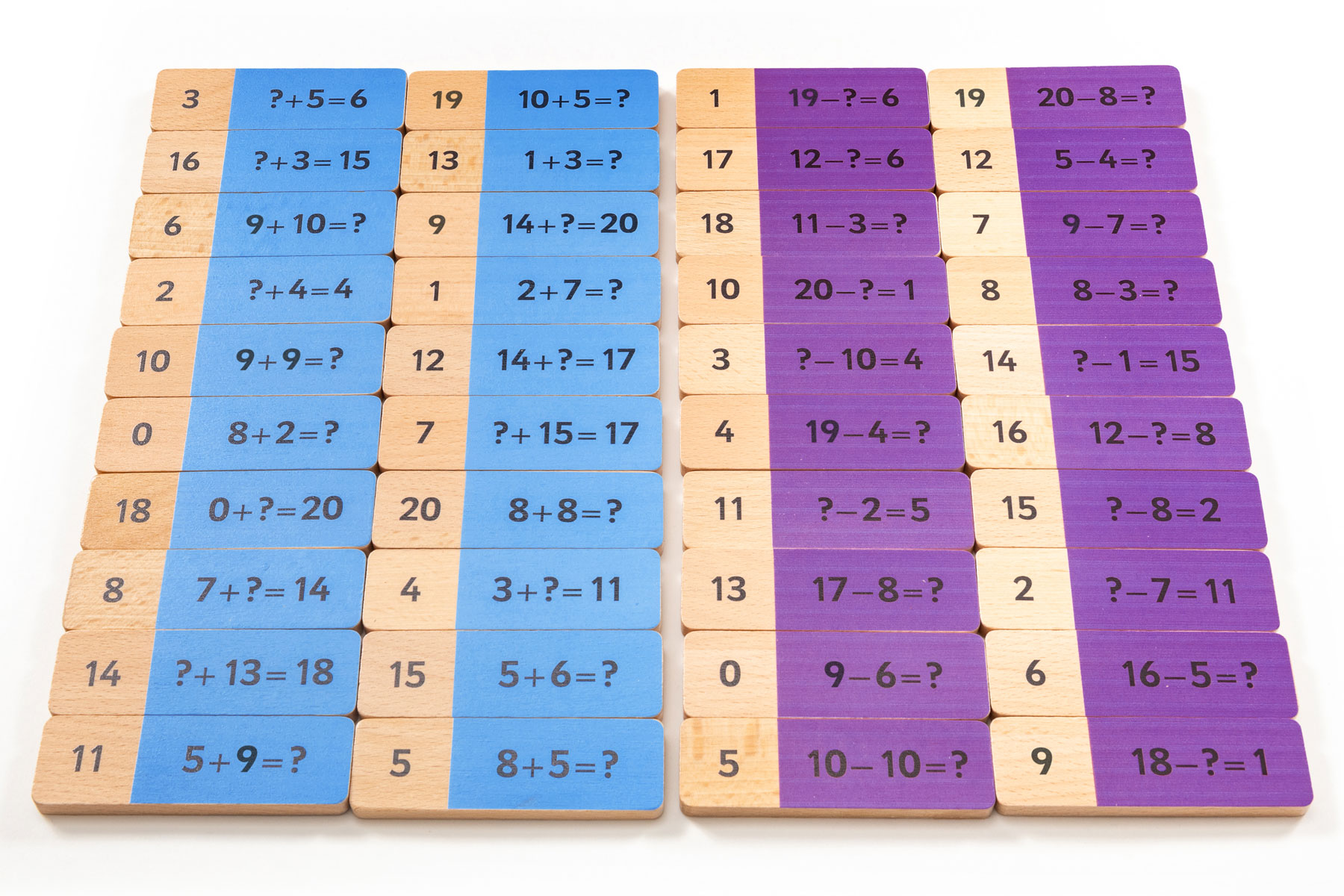Wooden Addition & Subtraction Dominoes - Educational Advantage ...